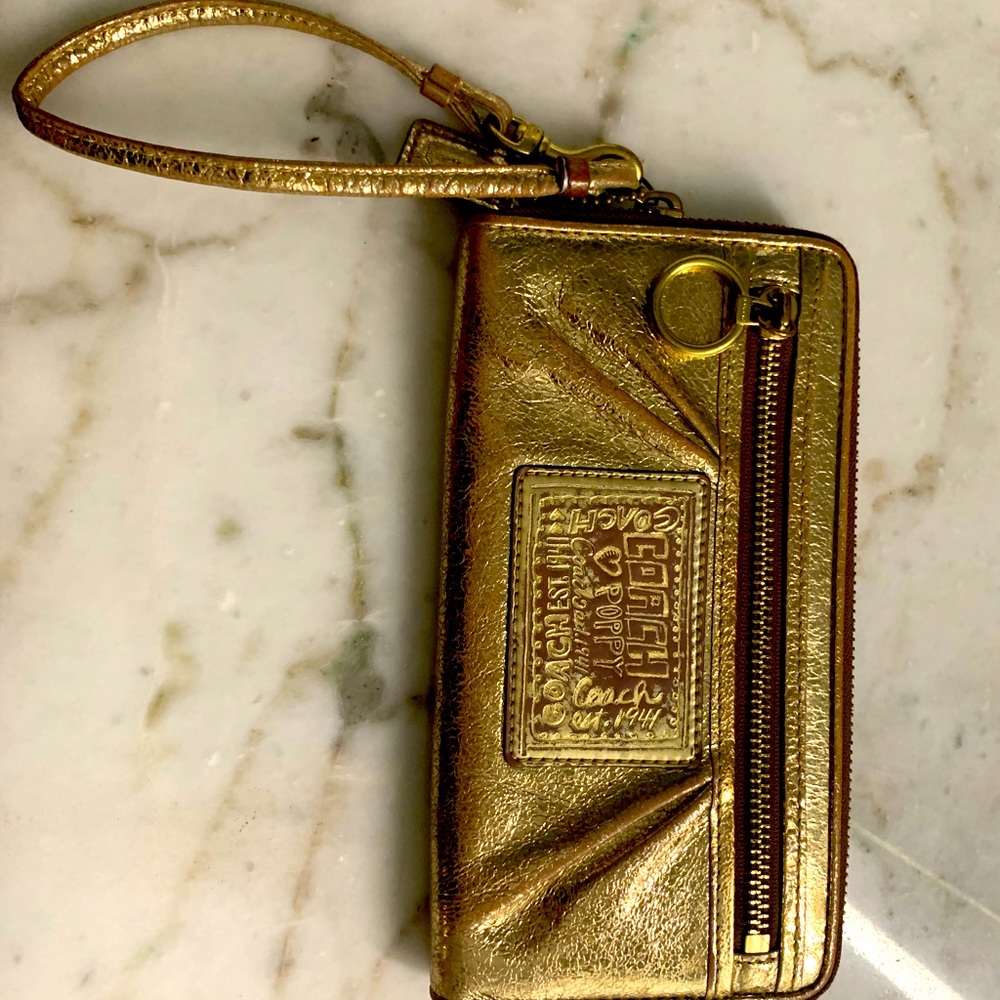 Coach Gold Metallic Wallet - Gem